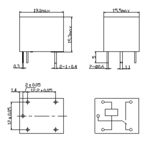 General Purpose Relay SPDT (1 Form C) 9VDC Coil 10A Through Hole 5 Pin ...