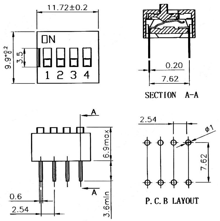 Dip Switch 4 Way | Makers Electronics