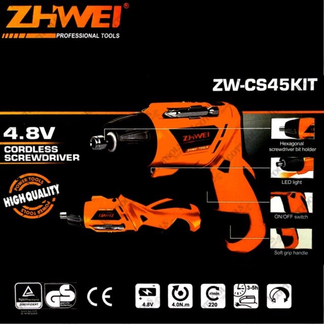 ZHIWEI (ZW-CS45KIT) High Quality 4.8V Rechargeable Cordless Screwdriver ...