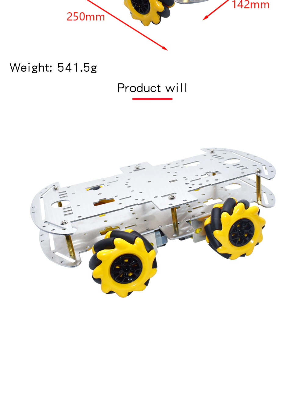 Metal Platform with 4 DC Geared Motor & 4 Omni Wheel | Makers Electronics