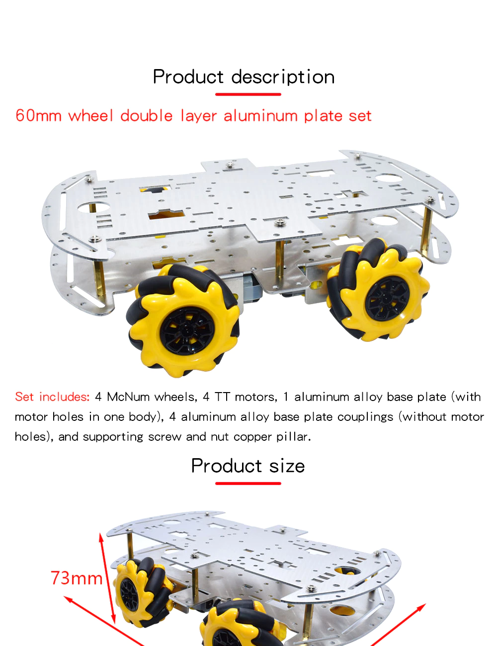 Metal Platform with 4 DC Geared Motor & 4 Omni Wheel | Makers Electronics