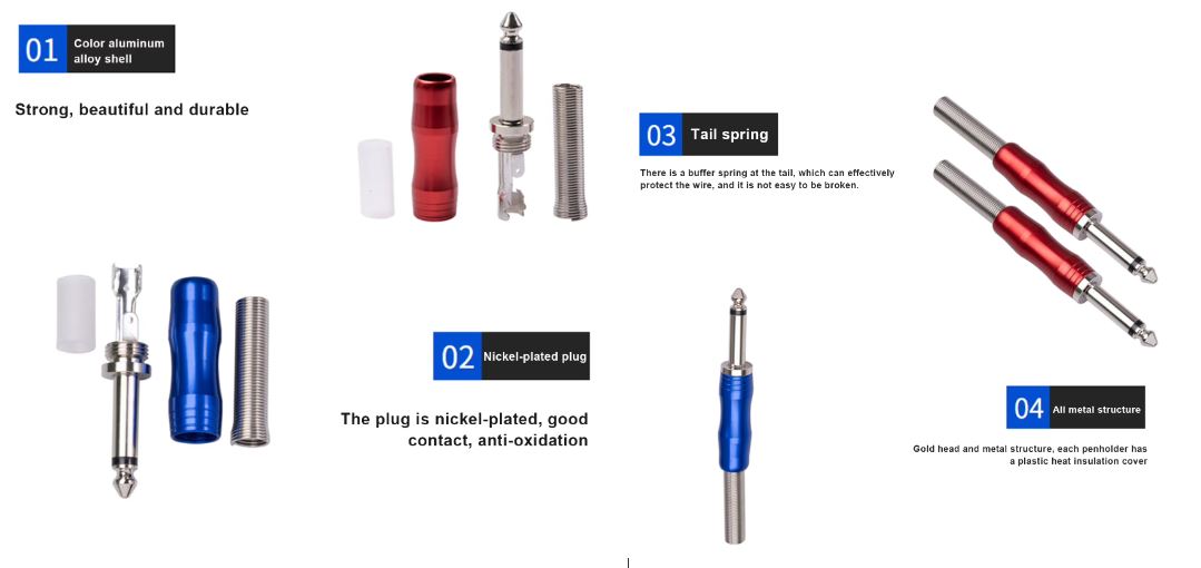 Mono Jack Male 6.35mm 2 Pole Audio Connector