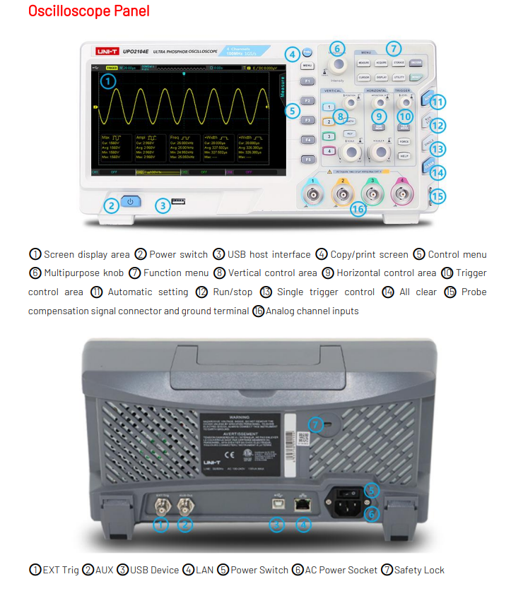 UNI-T UPO2104E Ultra Phosphor Oscilloscope