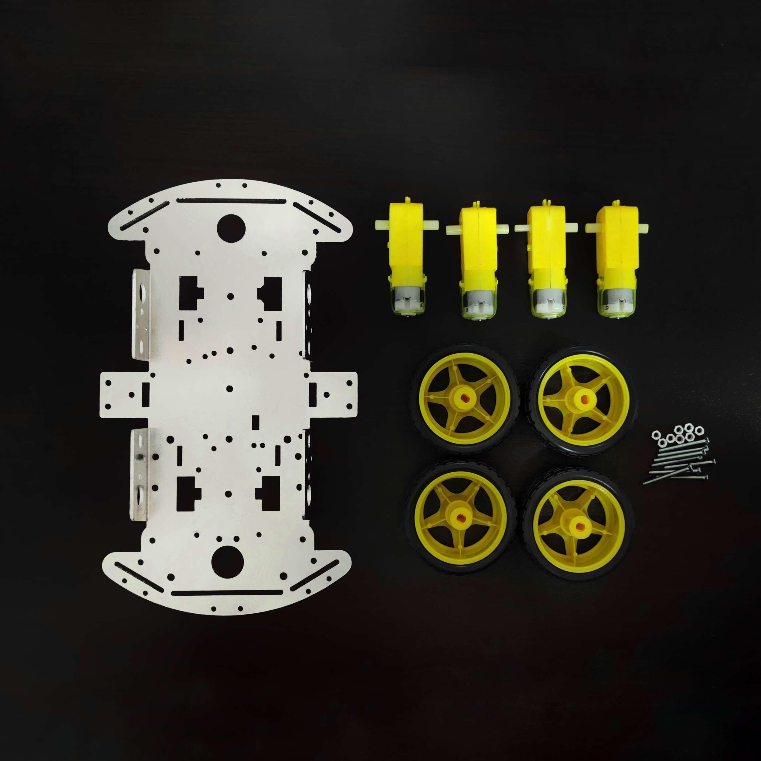 Aluminum Mobile Robot Plateform 4WD (with 4 DC Geared Motor & 4 Plastic ...