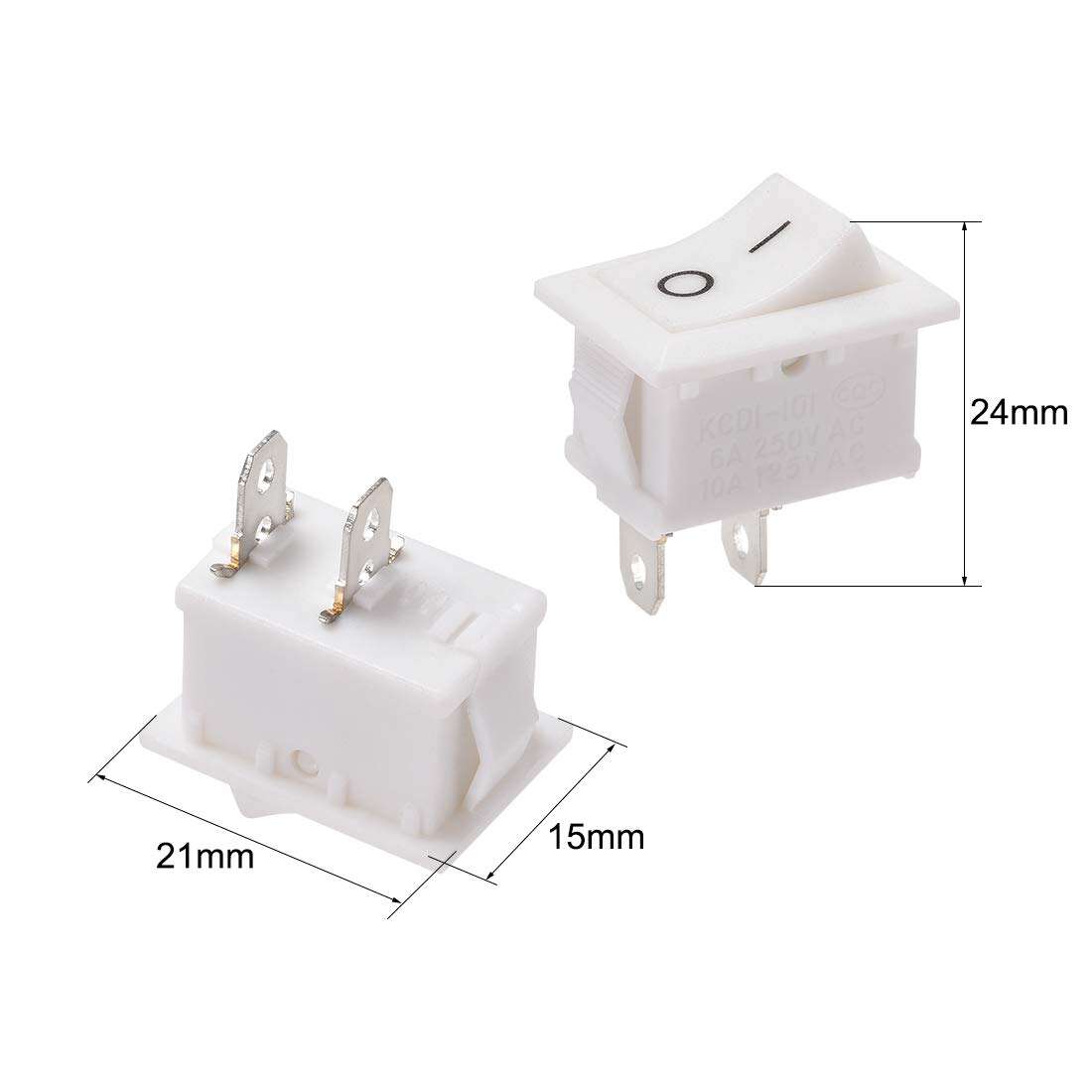 Switch ON/OFF White KCD1 6A Dim:18*12mm | Makers Electronics