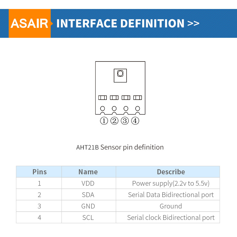 AHT21B_V1.1 ASAIR Digital Temperature and Humidity Sensor Module ...