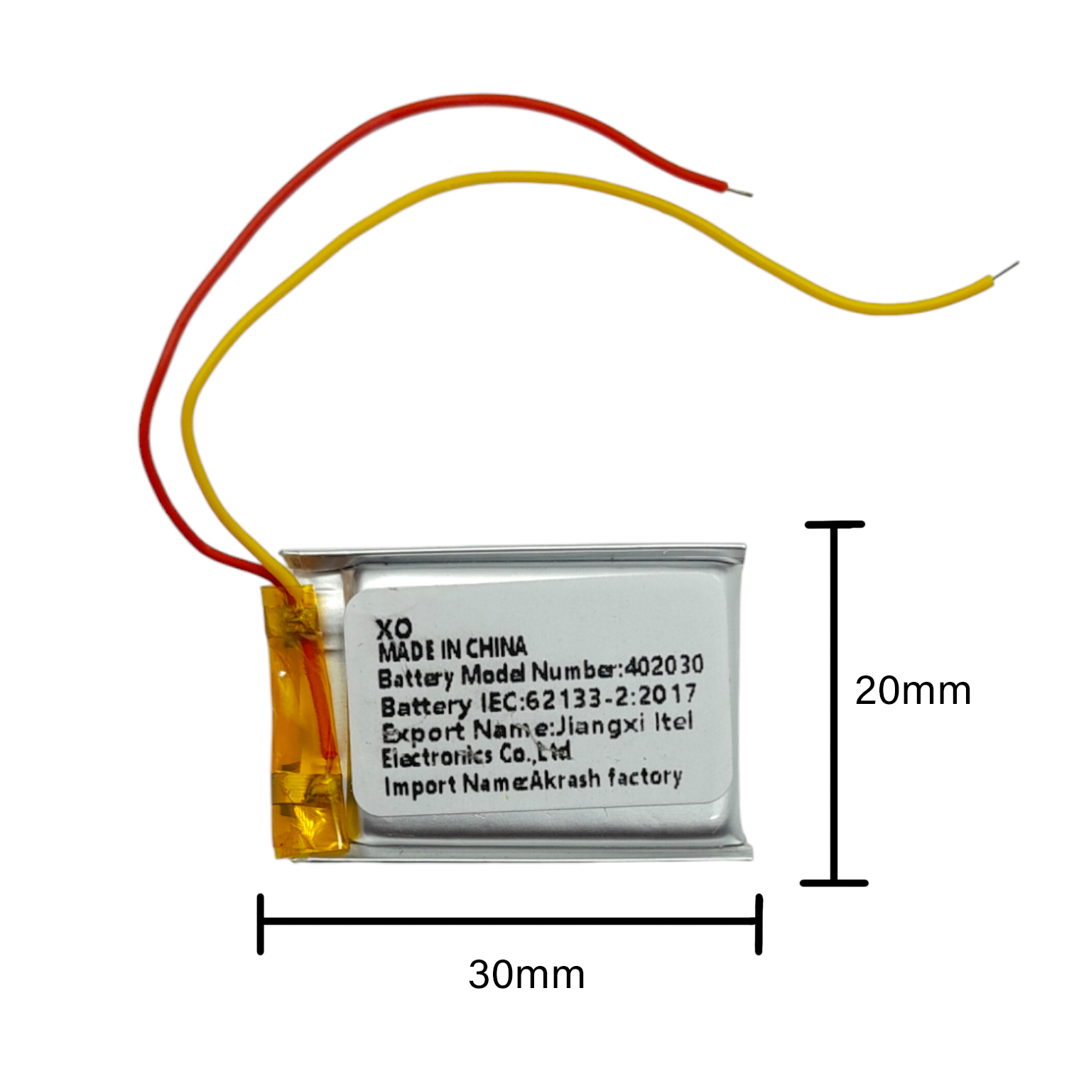 LIPO Battery Cell 402030 Rechargeable 3.7V 220mAh Wire Solder
