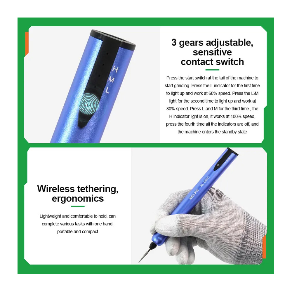 RELIFE RL-068C Portable Speed Adjustable Electric Grinding Polishing Pen