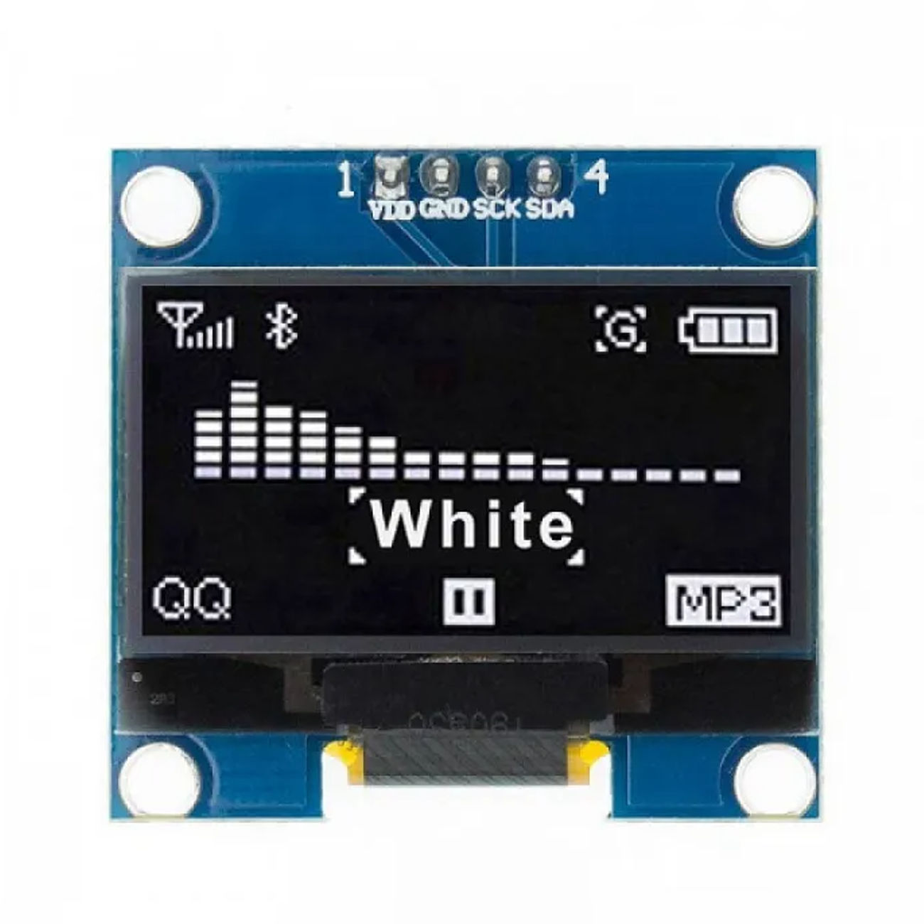 OLED Display I2C 4 Pin 0.96″ - White Characters