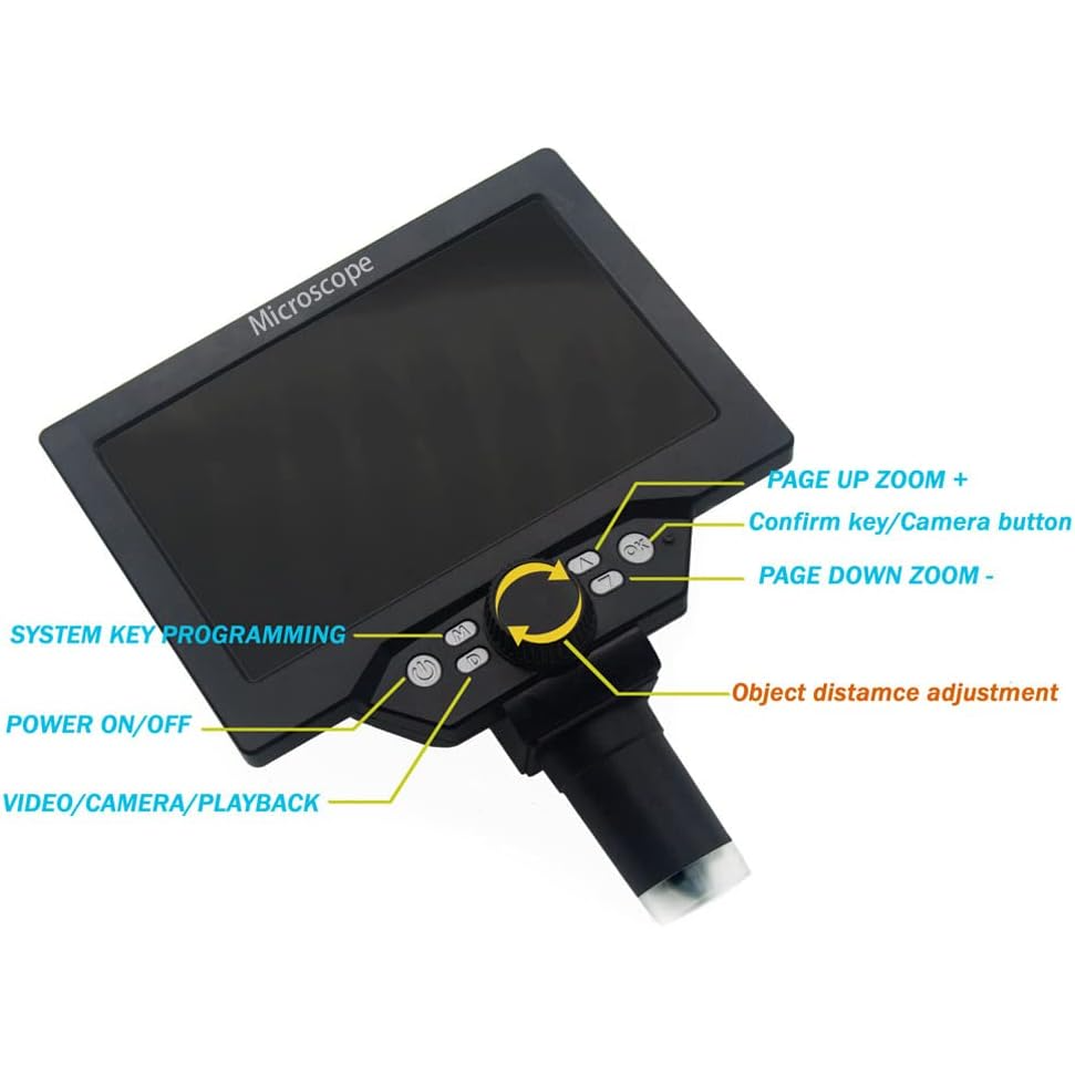 G1200 LCD Digital Microscope 7 inch 1080P ,1200X, 12MP Camera, 10 LED ...