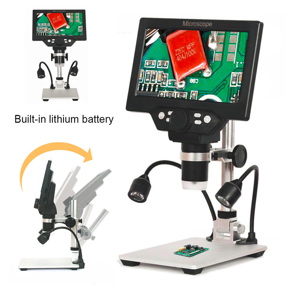 G1200 LCD Digital Microscope 7 inch 1080P ,1200X, 12MP Camera, 10 LED ...