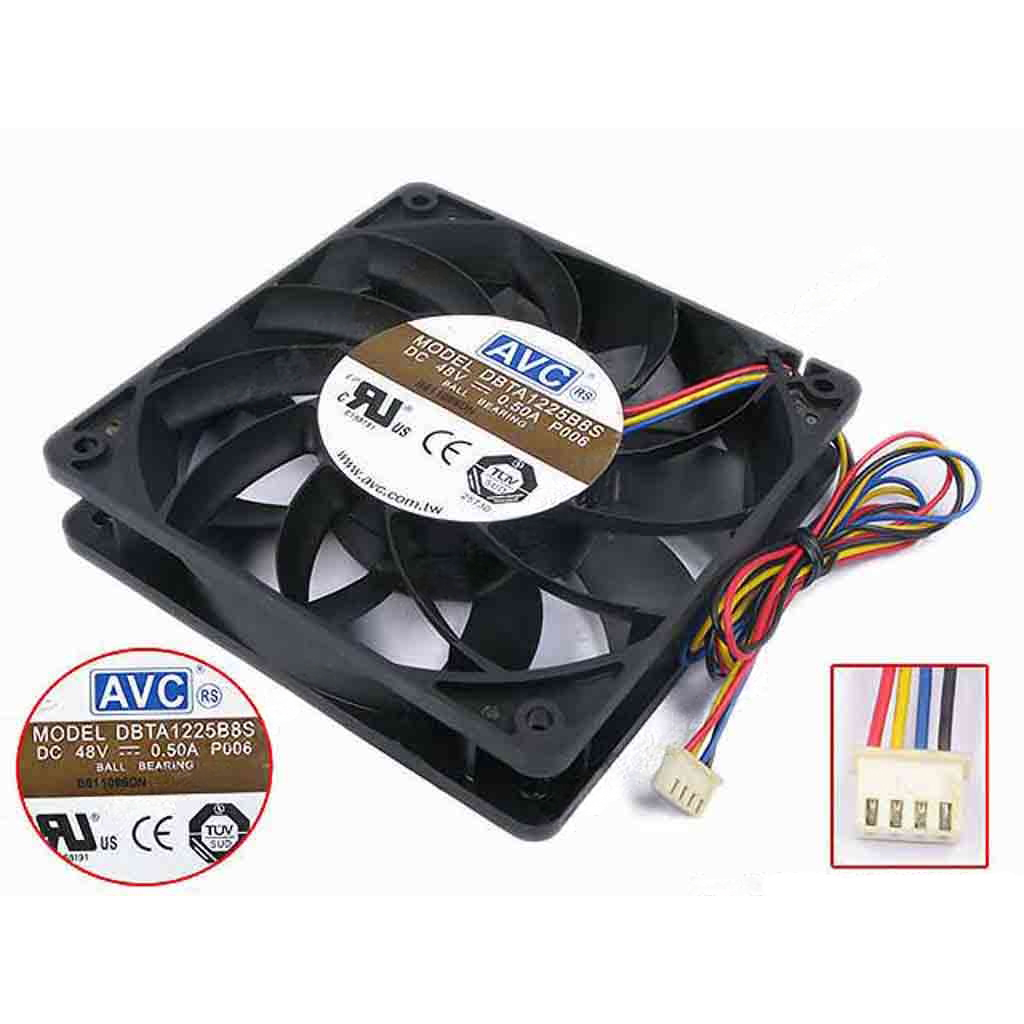 AVC DC Fan DBTA1225B8S 120x120x25mm 48V 0.5A 4 Wire (Used Like New)