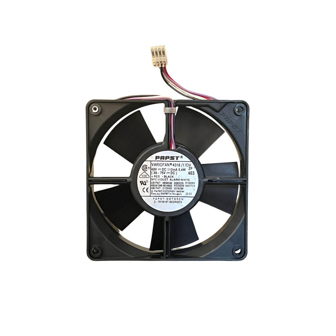 PAPST DC Fan 4318/17DV 48V 110mA 120mmx120mmx32mm 4 PIN (USED LIKE NEW)