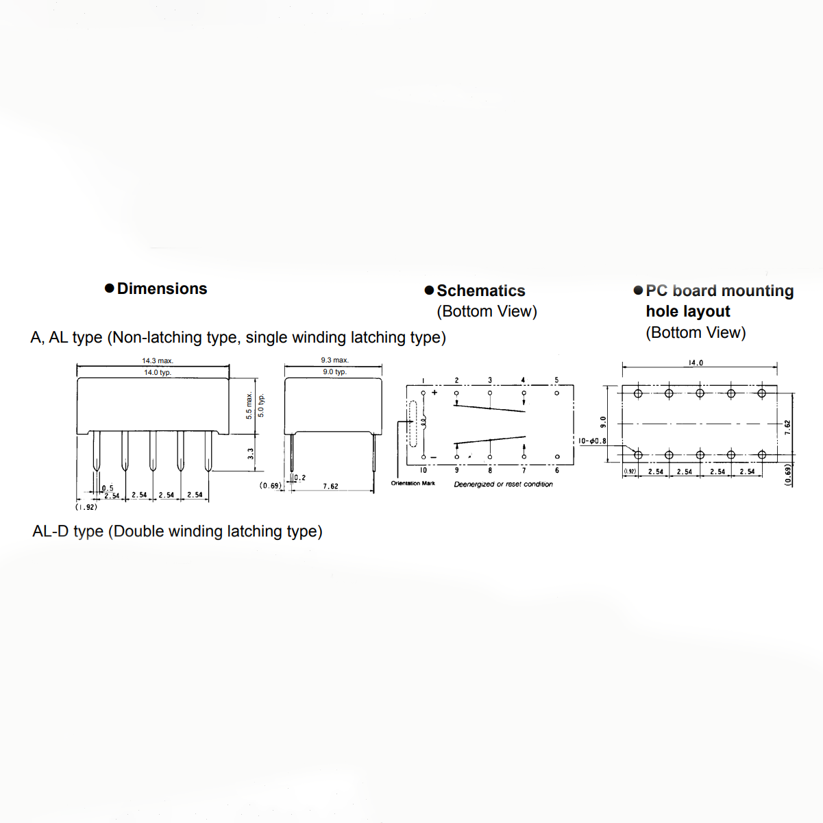 FUJITSU A5W-K Signal Relay 5VDC 1A 10 Pin