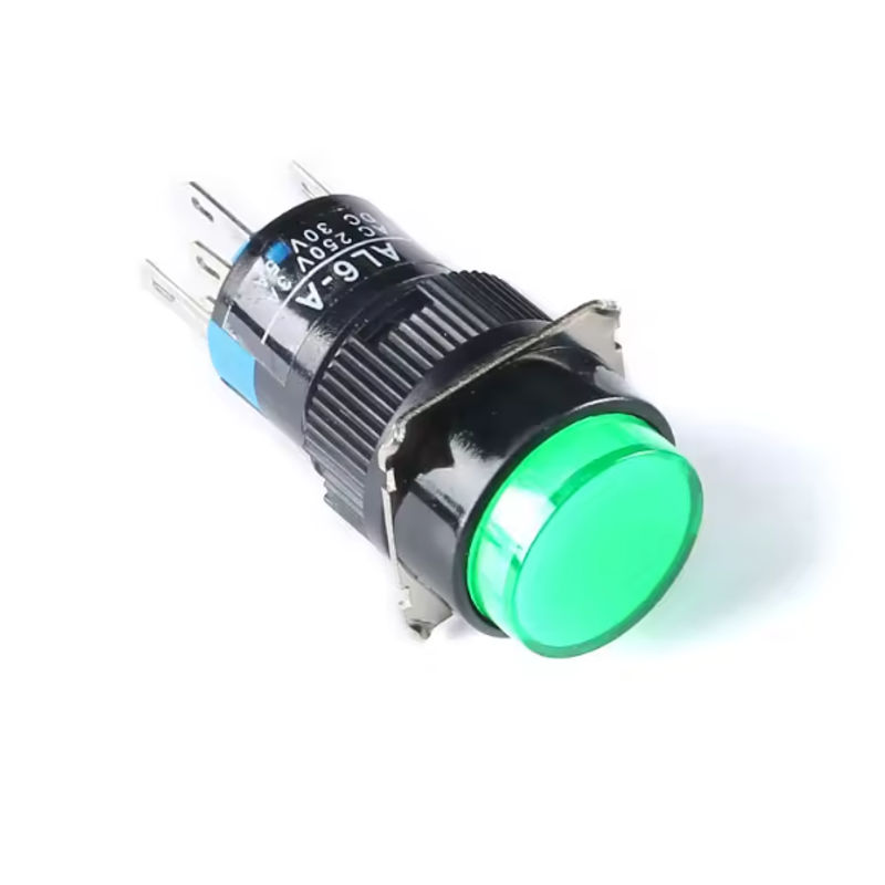 AL6-M Green Round Push Button with LED 220VAC 16mm 5 Pin