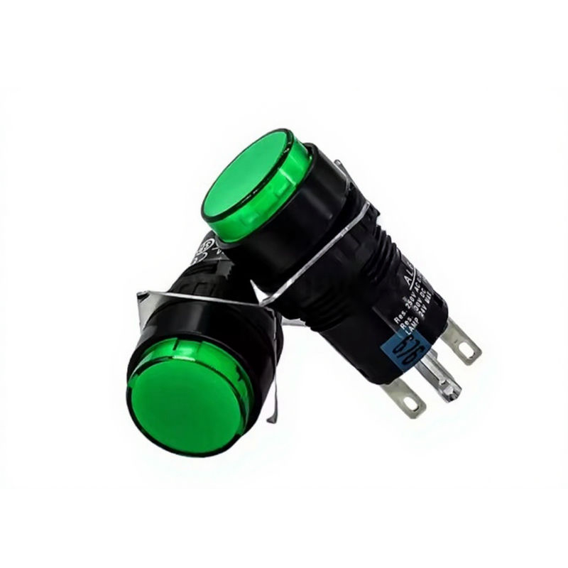 AL6-M Green Round Push Button with LED 220VAC 16mm 5 Pin