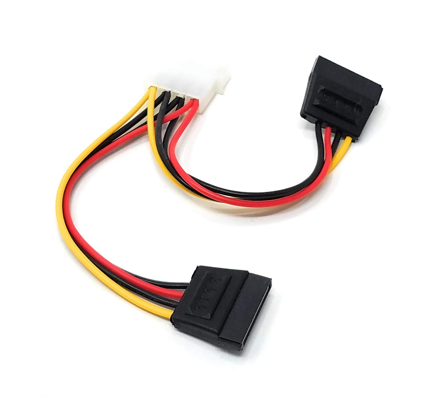 SATA Y Power Adapter Cable 4-Pin Molex Plug Connector to 2 X 15-Pin ...