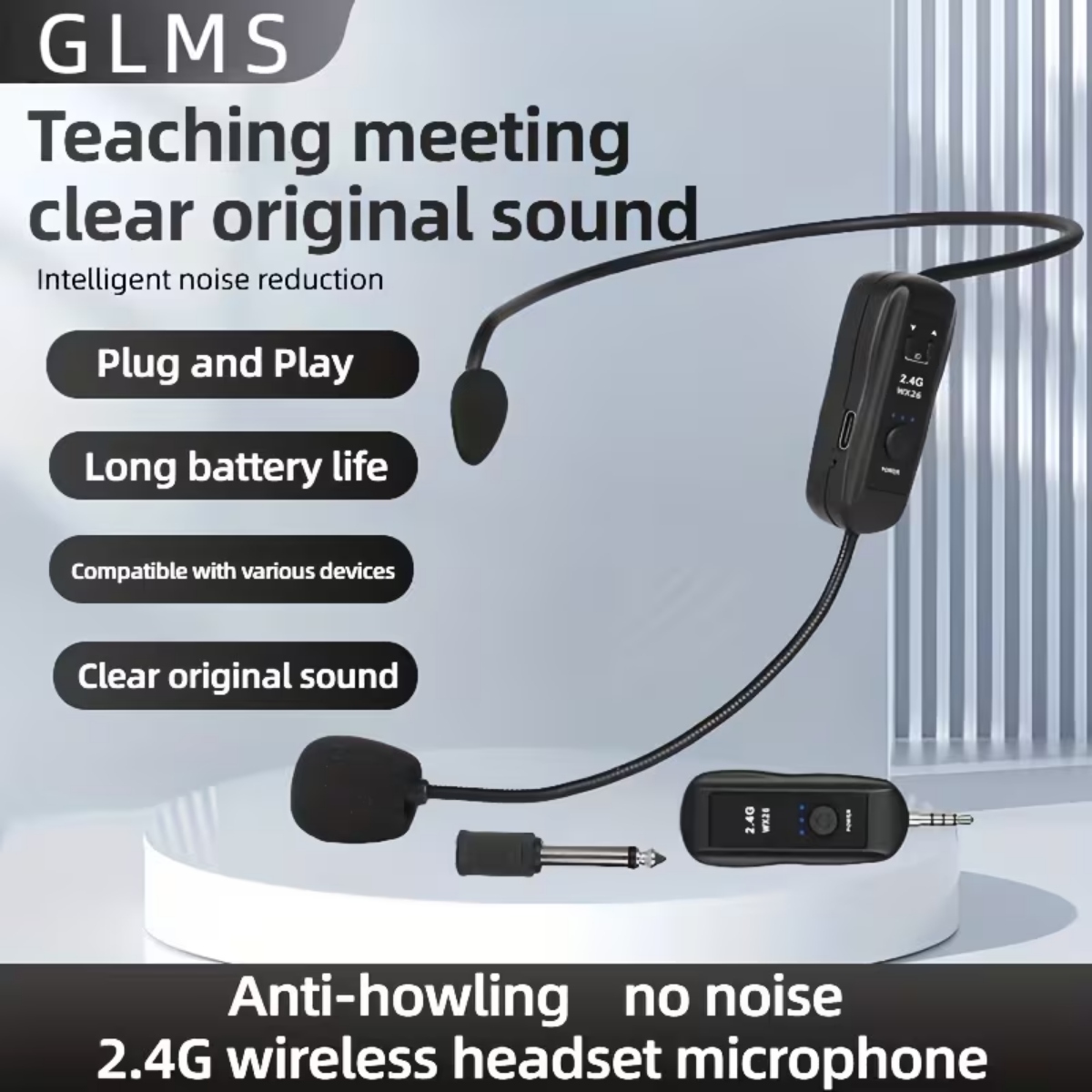 Wireless Microphone UHF Call Center with 2.4GHz Transmitter